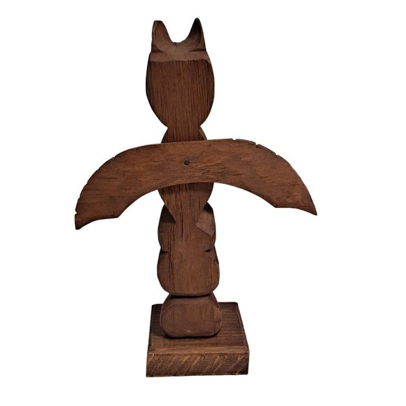 Art | Native American Totem Pole Wood Carving Rotating Wings Signed ...